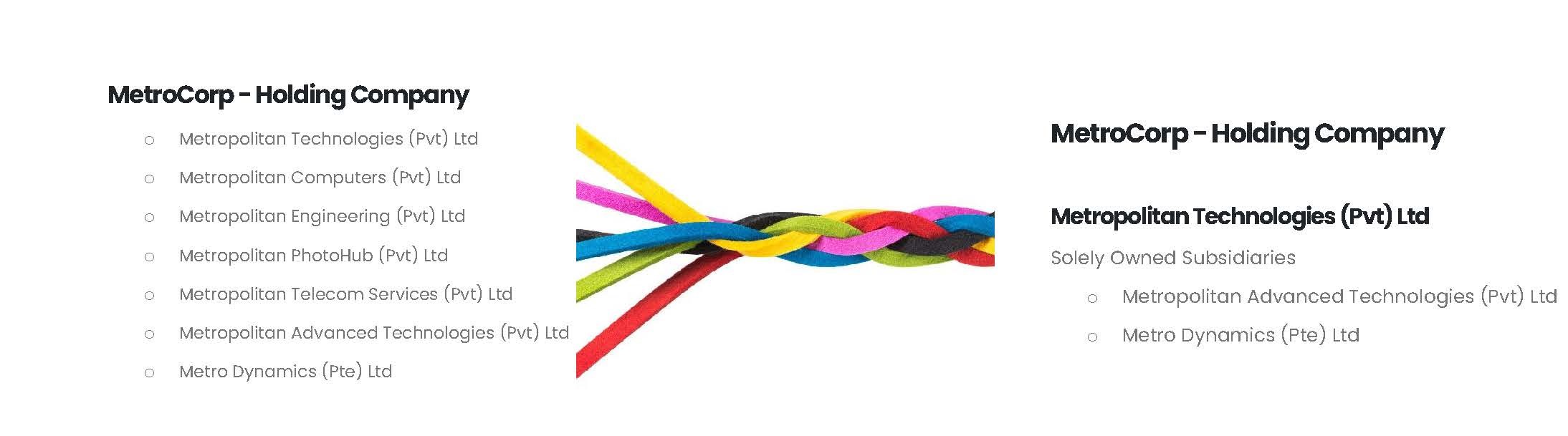 Company Structure : Metropolitan Group of Companies